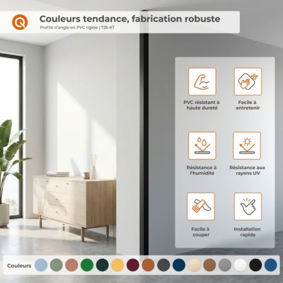 Cornière PVC rigide 50x50 mm QUEST, profil de protection en L, KT - 150 ...
