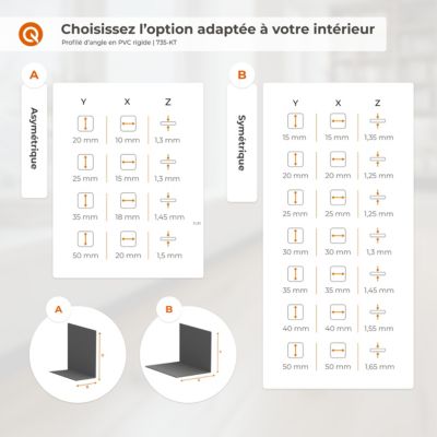 Cornière PVC rigide 50x50 mm QUEST, profil de protection en L, KT - 150 ...