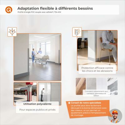 Corniere PVC adhesive 50x50 mm QUEST - profil de protection d'angle ...