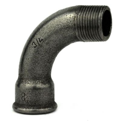 Coude grand rayon 90 deg. M/F fonte noire - 26x34mm (1'')