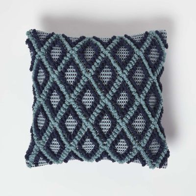 Coussin bleu marine et turquoise tula, 45 x 45 cm - HOMESCAPES