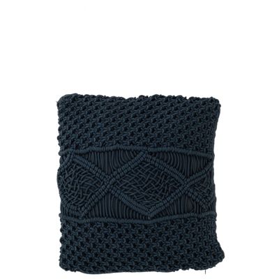 Coussin carré style macramé en coton bleu marine 45x45cm | Castorama