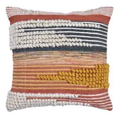 Coussin carré Deko & Co macramé terracotta L.45 x l.45 cm
