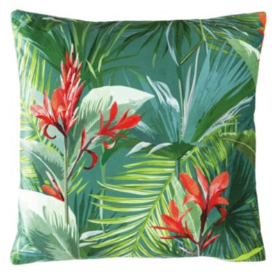Coussin velours imprimé Balisier Deco&Co L.40 x l.40 cm