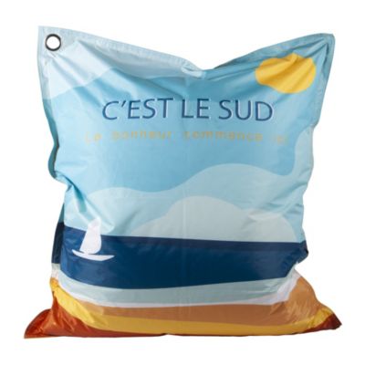 Coussin xxl imprimé " le sud " jaune, bleu 110 x 130cm Cotton Wood