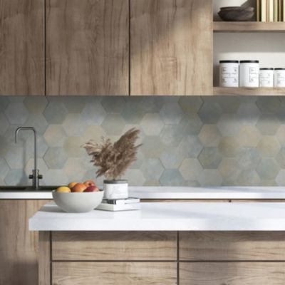 Crédence de cuisine effet travertin vert IDPanneaux L. 300 x H. 60 cm ...