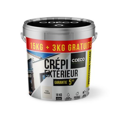 Crépi extérieur CDéco protection façade ton pierre 15 kg+3kg gratuits