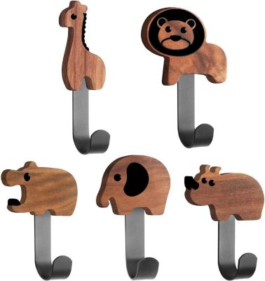 Crochets muraux décoratifs en bois pour enfants avec tube extensible ...