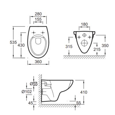 Cuvette WC suspendu sans bride JACOB DELAFON Patio avec abattant