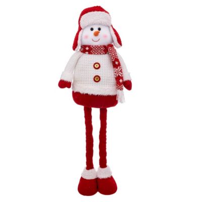 Déco de Noël Bonhomme de neige télescopique en habit rouge et blanc H ...