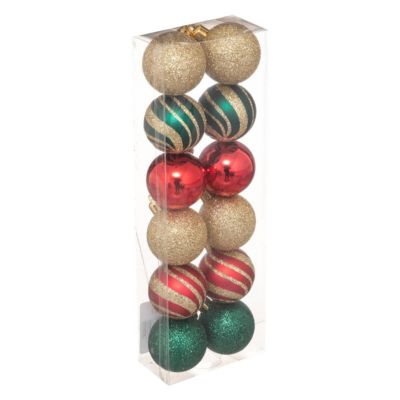 Déco de sapin Lot de 12 Boules de Noël D 4 cm - Vert Rouge et Or | Castorama
