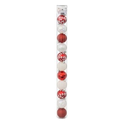 Déco de sapin Lot de 12 Boules de Noël D 6 cm - Rouge et Blanc | Castorama
