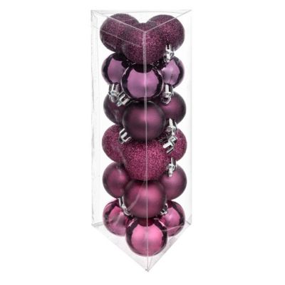 Déco de sapin Lot de 18 Boules de Noël D 3 cm - Cassis et Fuchsia | Castorama
