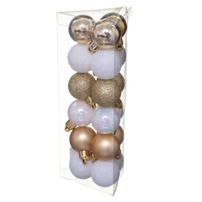 Déco de sapin Lot de 18 Boules de Noël D 3 cm - Or et Blanc | Castorama