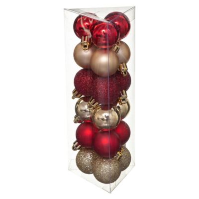 Déco de sapin Lot de 18 Boules de Noël D 3 cm - Rouge et Or | Castorama