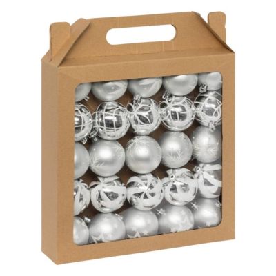 Déco de sapin Lot de 25 Boules de Noël D 6 cm - Argenté et Blanc | Castorama