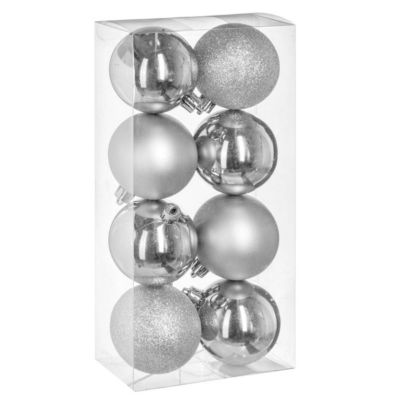 Déco de sapin Lot de 8 Boules de Noël D 7 cm - Argent | Castorama