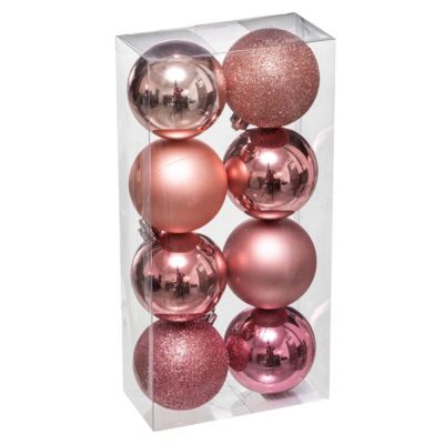 Déco de sapin Lot de 8 Boules de Noël D 7 cm - Nuance de Rose | Castorama