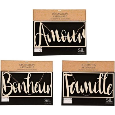 Décoration murale Mots 40x20 cm (Lot de 3)