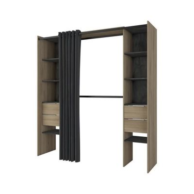 DANA Kit dressing 2 colonnes + 2 penderies + 4 tiroirs - Decor chene ...