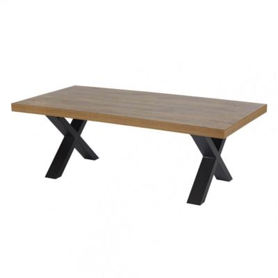 DENVER - Table Basse Aspect Bois Piètement X Métal Noir | Castorama