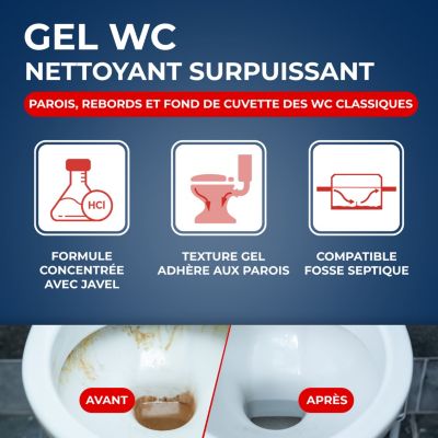 Désinfectant nettoyant gel javel WC Starwax 750 ml