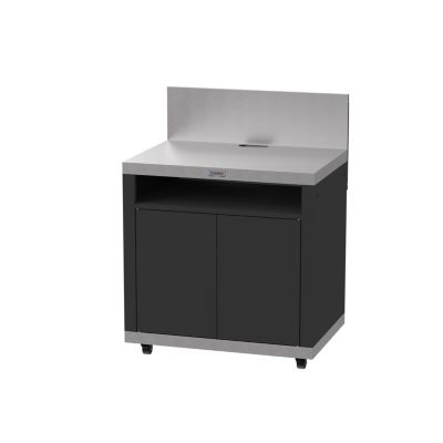 Desserte DUO pour cuisine extérieur inox noir 4 roues + crédence Le ...