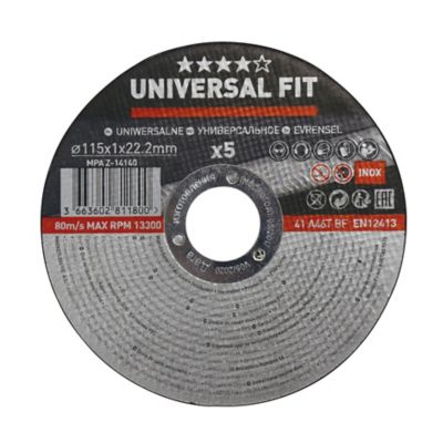 Disque de coupe métal/inox 115x1x22,2 mm Universel - 5 pièces