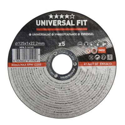 Disque de coupe métal/inox Universel 125x1x22,2 mm - 5 pièces
