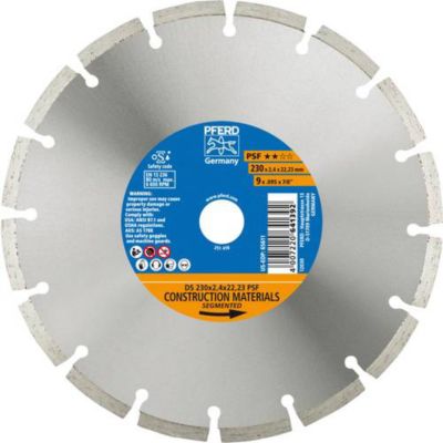 Disque diamanté PFERD 230 mm DS PSF 2,4 mm al. 22,23 mm 68023223