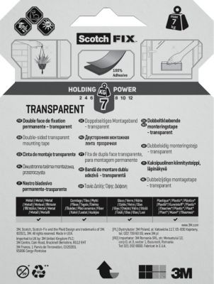 Double face 3M 19 mm x 5 m transparent, 7 kg