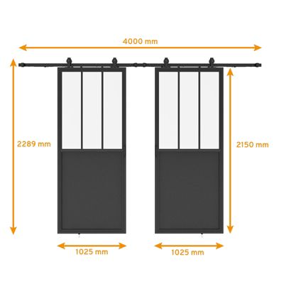 Double porte coulissante complète verre Schulte - 205x215 - Porte ...