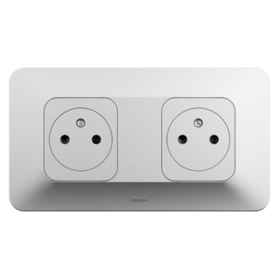 Double prise de courant avec terre horizontale Neptune 16A blanc ...