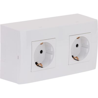 Double prise Schuko + plaque Kalya blanc Zenitech
