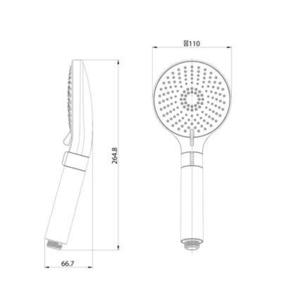 Douchette 3 jets, chrome, GoodHome Amariss