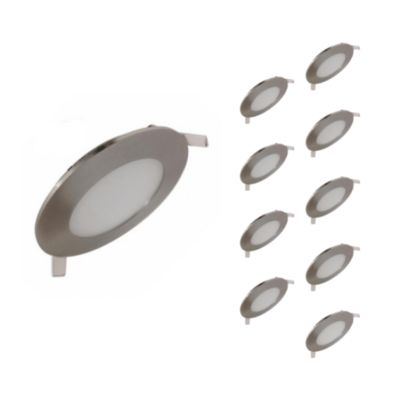 Downlight Dalle LED Extra Plate Ronde ALU 6W (Pack de 10) - Blanc Chaud 2300K - 3500K - SILAMP ...