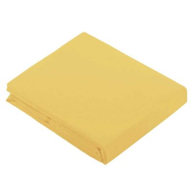 Drap Plat Uni en 100 % Coton (180x290 cm - Jaune)