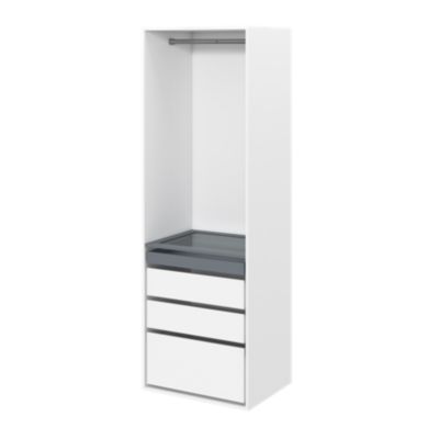 Dressing blanc 4 tablettes 3 tiroirs GoodHome Atomia H. 225 x L. 75 x P ...