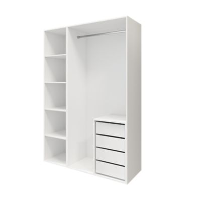 Dressing blanc 4 tablettes 4 tiroirs GoodHome Atomia H. 225 x L. 150 x ...