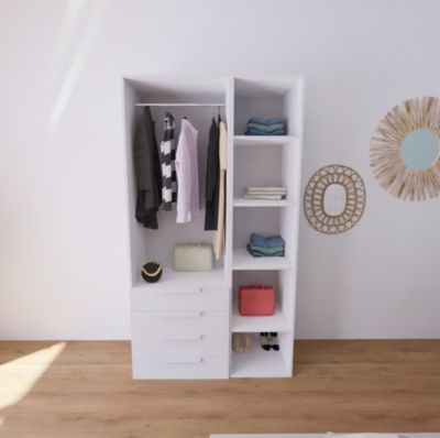 Dressing blanc 4 tiroirs GoodHome Atomia H. 225 x L. 125 x P. 58 cm