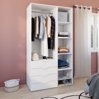 Dressing blanc 4 tiroirs GoodHome Atomia H. 225 x L. 125 x P. 58 cm