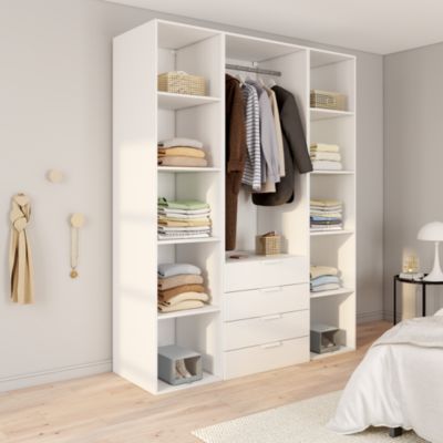 Dressing blanc 4 tiroirs GoodHome Atomia H. 225 x L. 175 x P. 58 cm