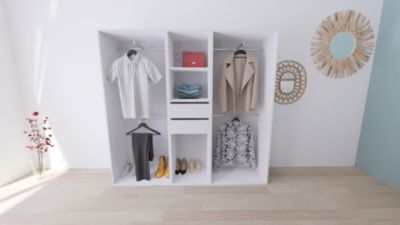 Dressing blanc avec porte 4 penderies et 2 tiroirs GoodHome Atomia H ...
