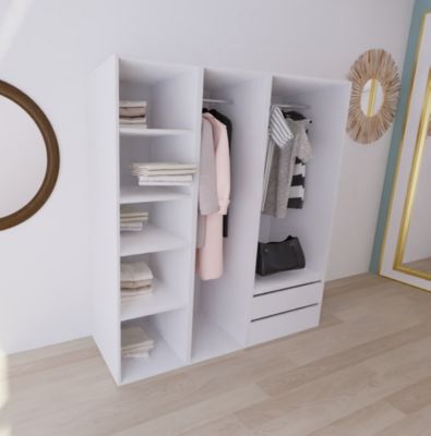 Dressing blanc double penderies et 2 tiroirs GoodHome Atomia H. 187,5 x ...