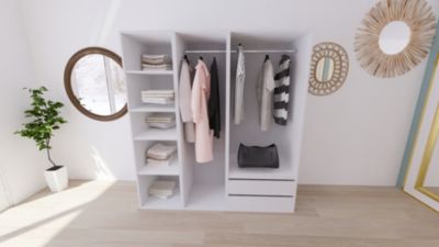 Dressing blanc double penderies et 2 tiroirs GoodHome Atomia H. 187,5 x ...