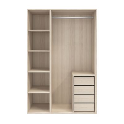 Dressing effet chêne 4 tablettes 4 tiroirs GoodHome Atomia H. 225 x L ...