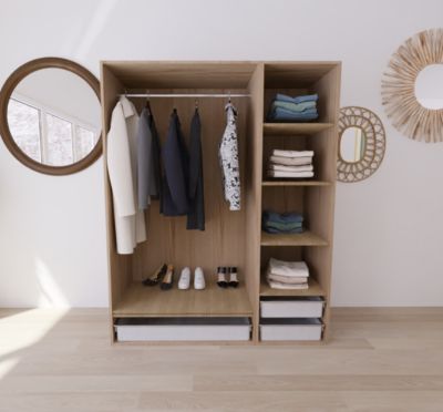 Dressing effet chêne 3 paniers GoodHome Atomia H. 187,5 x L. 150 x P. 58 cm