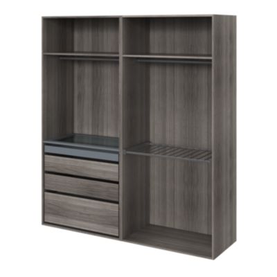 Dressing effet chêne grisé avec porte pantalon 4 tablettes 3 tiroirs ...