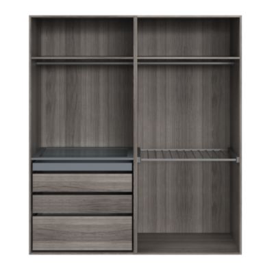 Dressing effet chêne grisé avec porte pantalon 4 tablettes 3 tiroirs ...