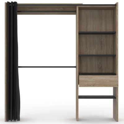 Dressing extensible MARTY 120/170 x 50 x 180 cm hêtre avec étagères ...